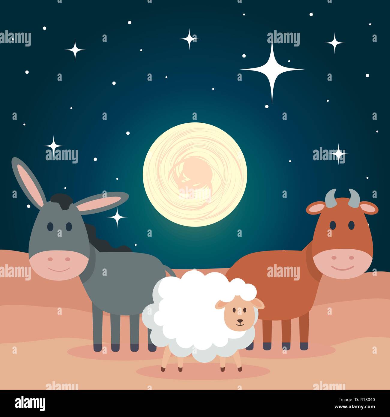 group of animals manger characters vector illustration design Stock ...