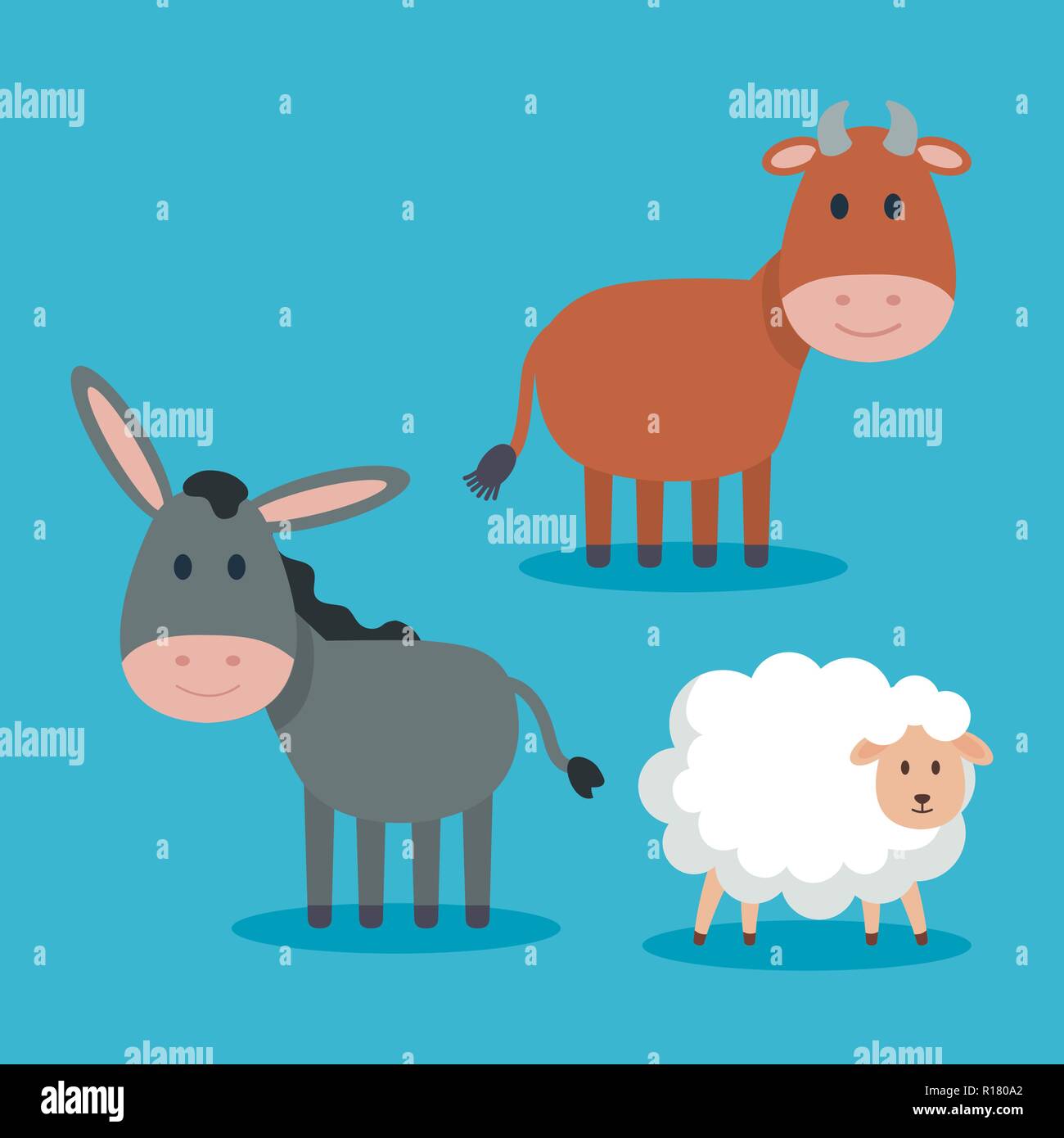 cute animals manger characters vector illustration design Stock Vector ...