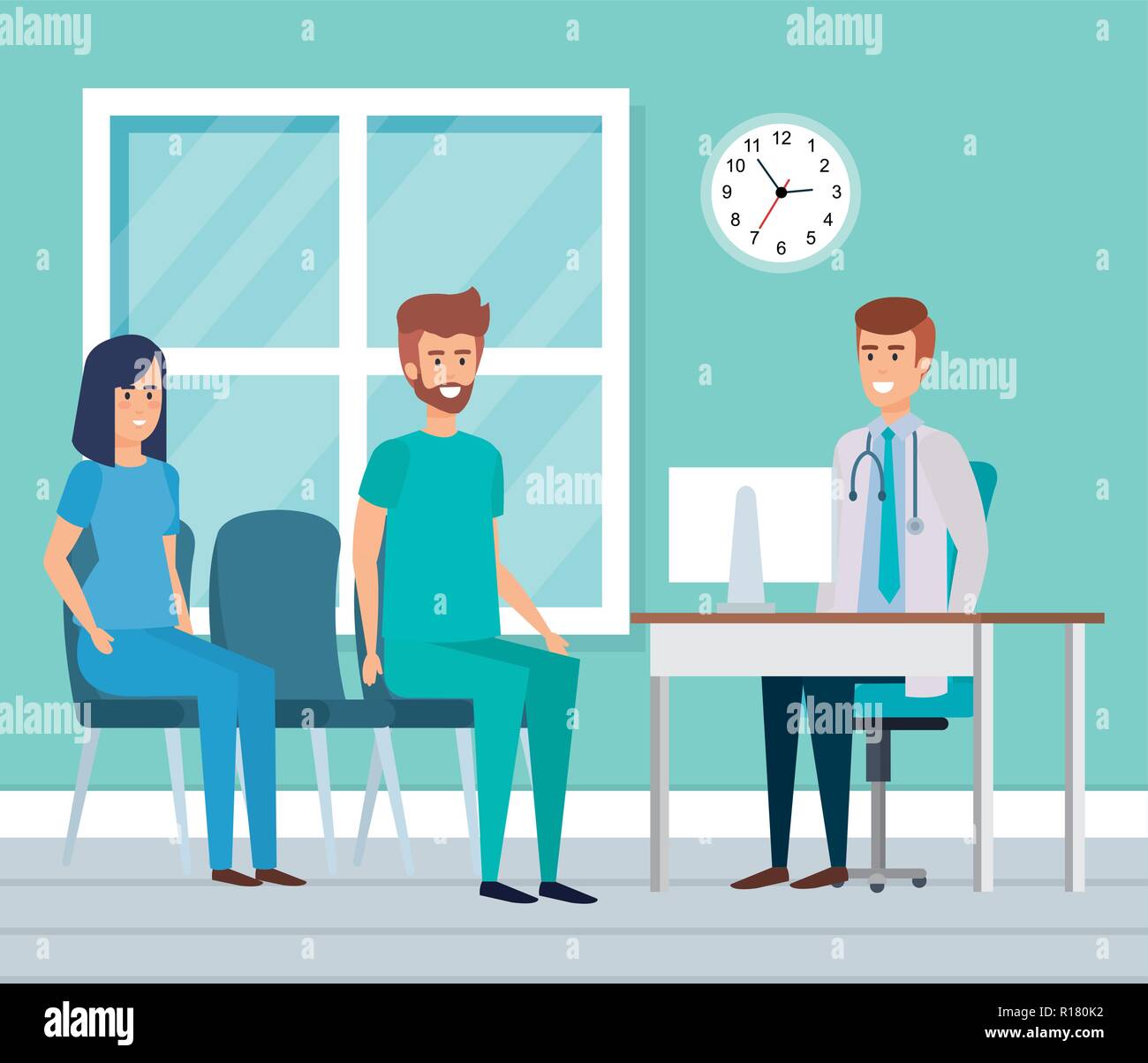 Cartoon Doctor Computer Desk Stock Photos & Cartoon Doctor Computer ...