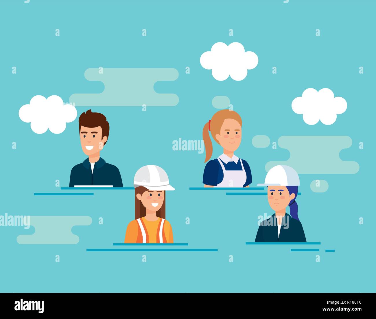group of workers characters vector illustration design Stock Vector ...