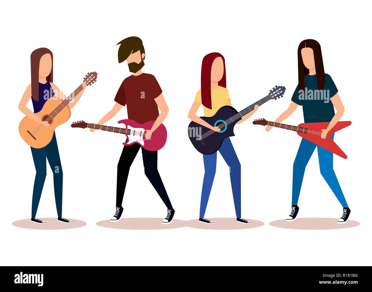 musical band playing instruments vector illustration design Stock ...