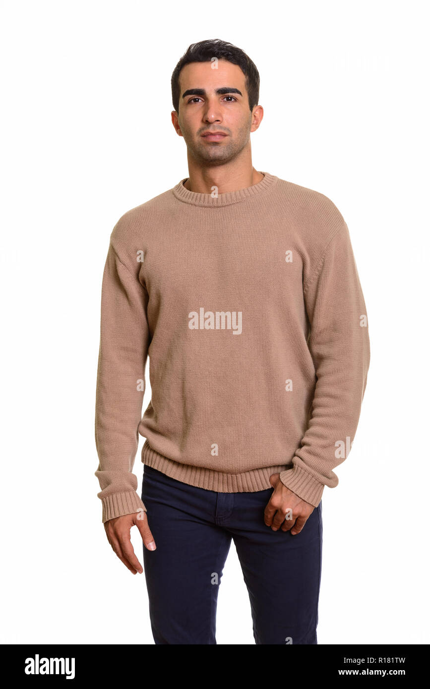 Portrait of young handsome Persian man against white background Stock ...