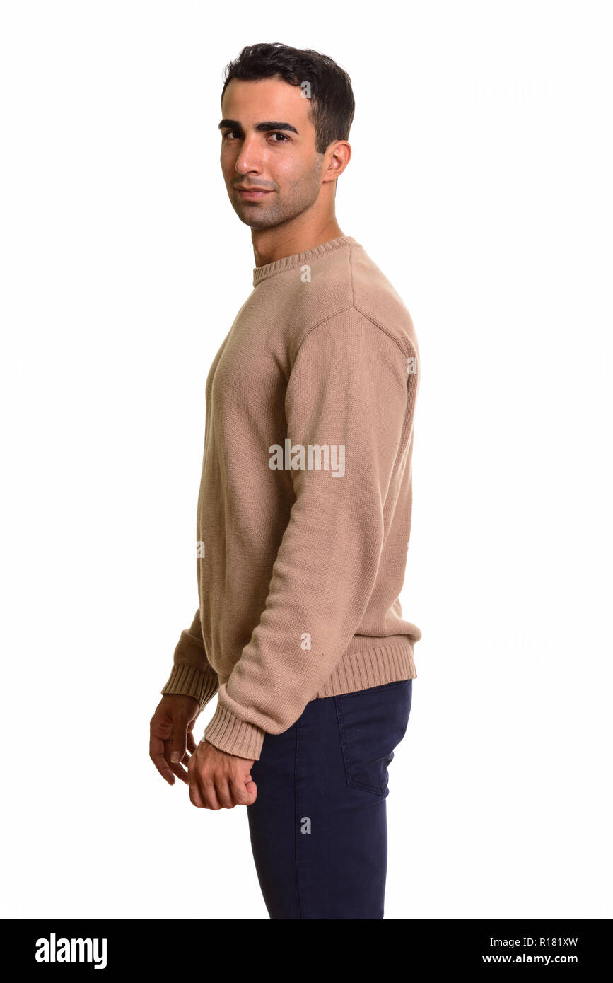 Portrait of young handsome Persian man against white background Stock ...