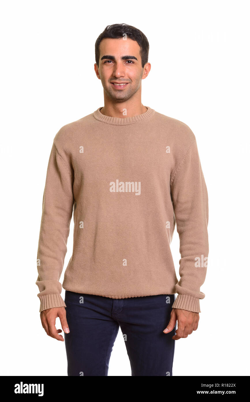 Portrait of young handsome Persian man against white background Stock ...