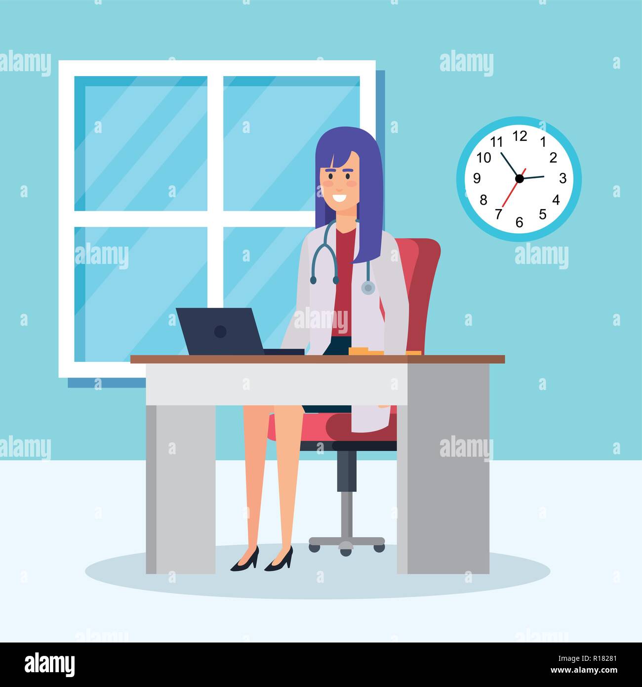 Professional doctor consulting female Stock Vector Images - Alamy