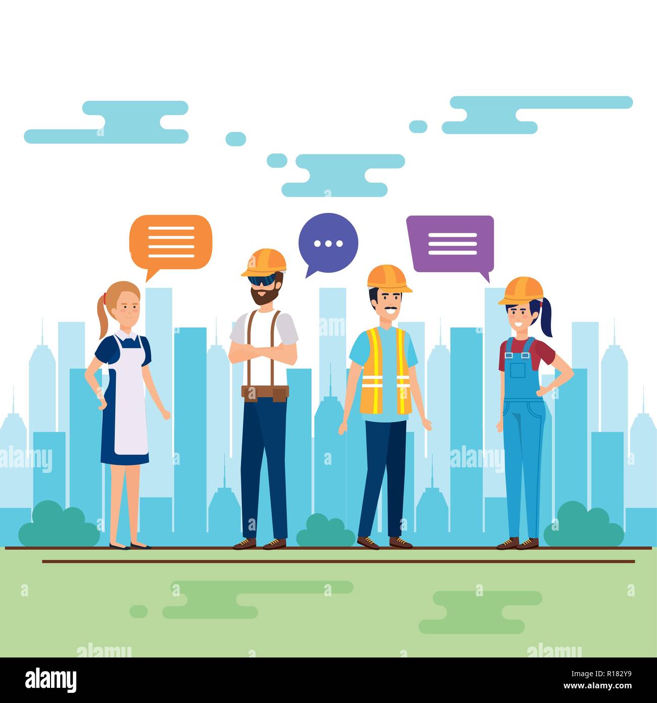 group of workers talking characters Stock Vector Image & Art - Alamy