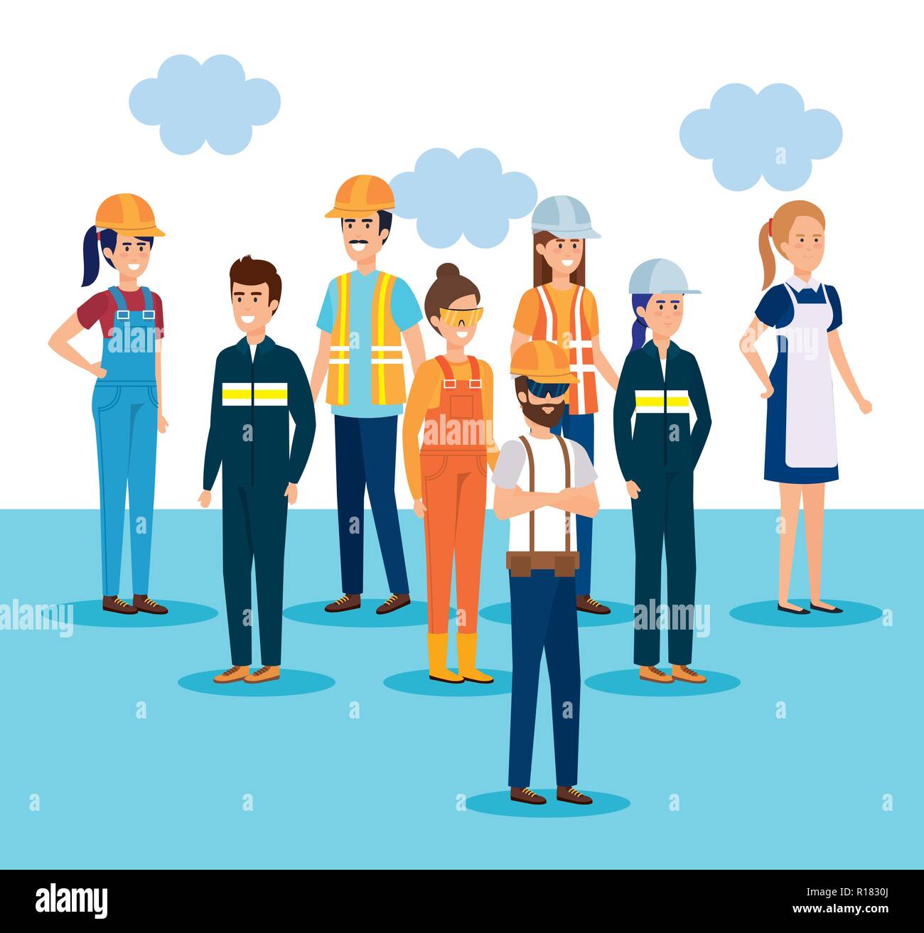 group of workers characters Stock Vector Image & Art - Alamy