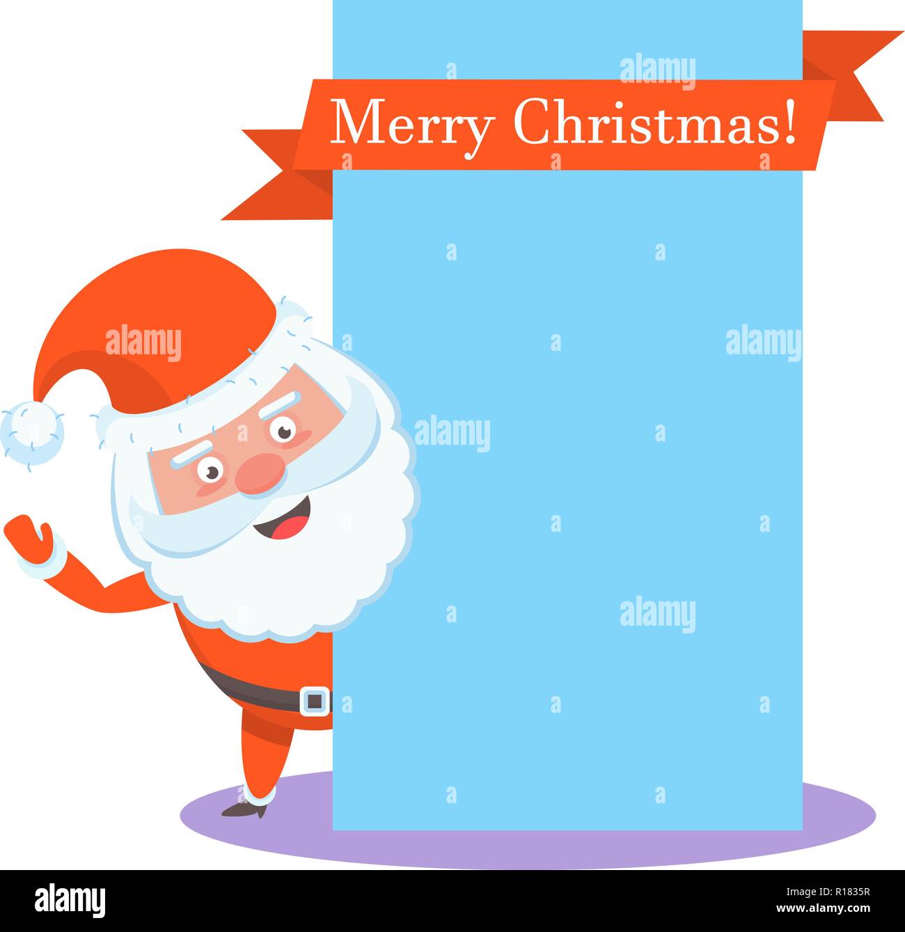 Funny happy Santa Claus character with blank sheet Stock Vector Image ...
