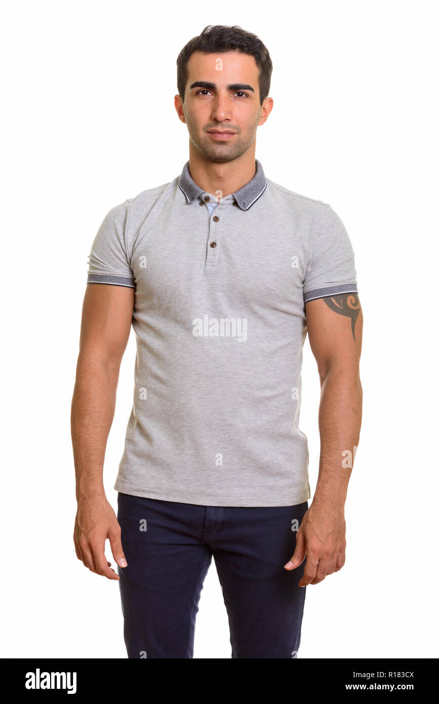 Portrait of young handsome Persian man against white background Stock ...