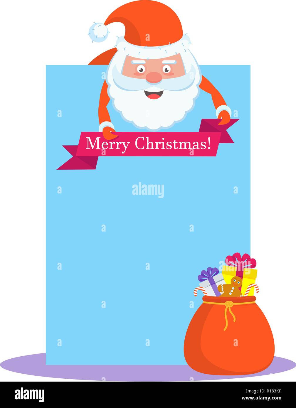 Funny happy Santa Claus character with blank sheet Stock Vector Image ...