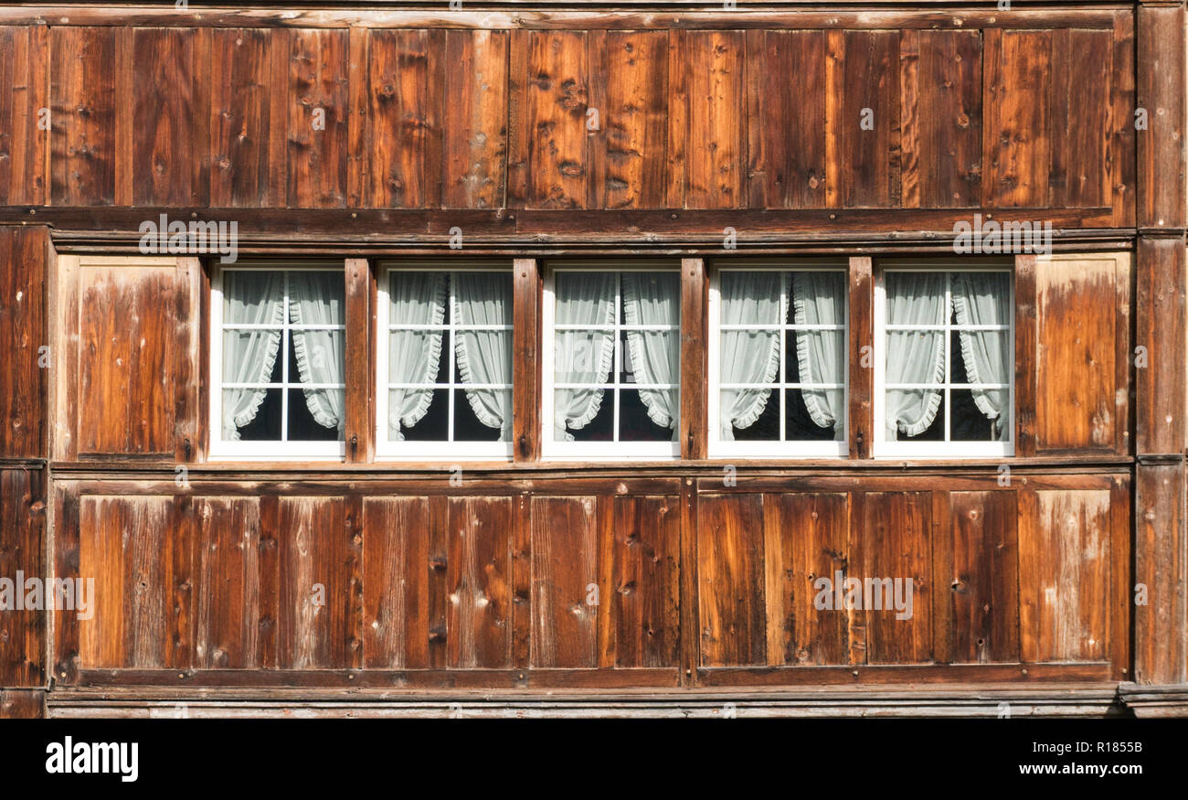 traditional architectural detail of Appenzell style house front in old ...