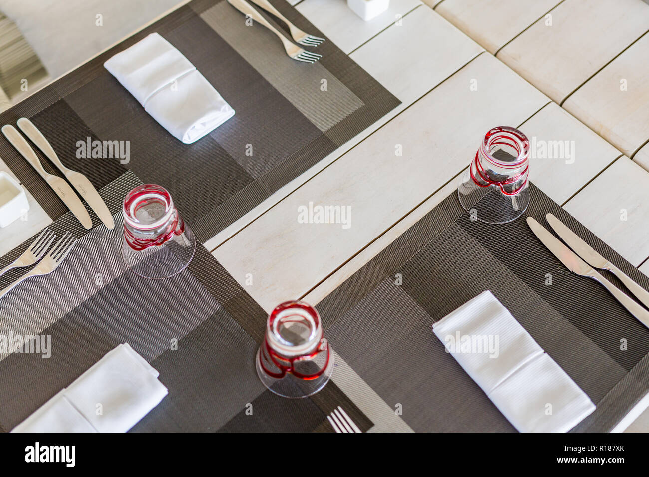 Restaurant table view, modern set up Stock Photo - Alamy