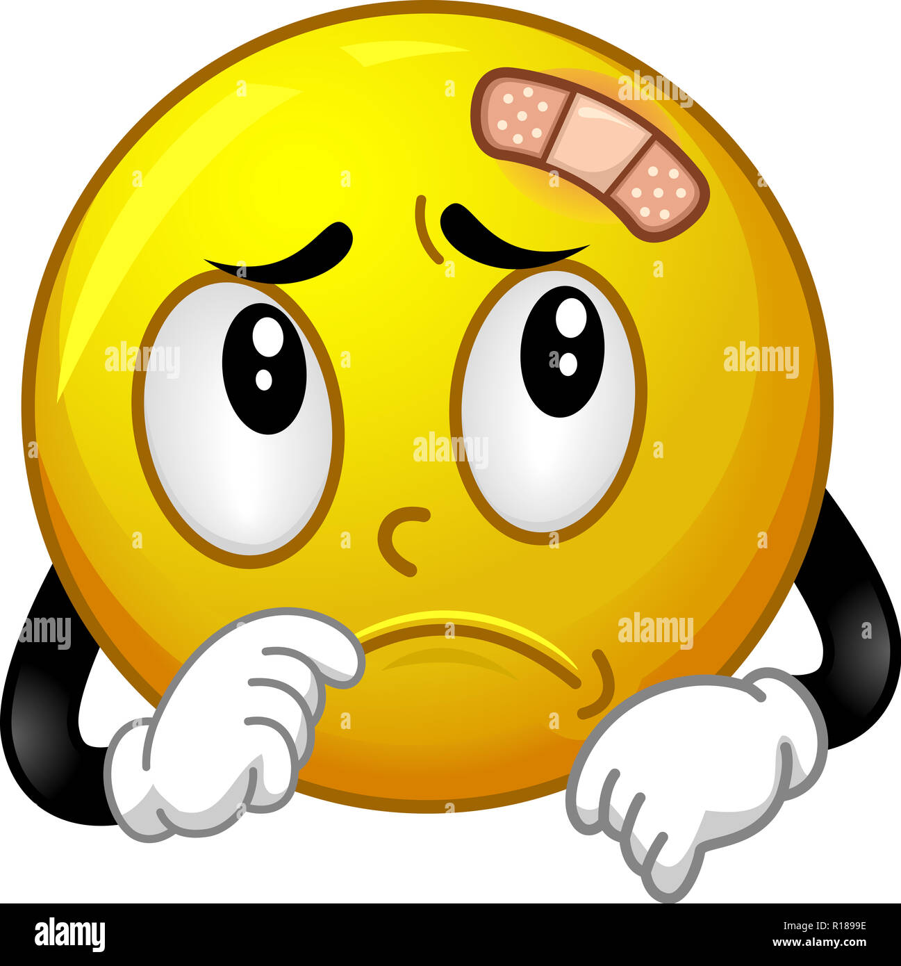 Illustration of a Smiley Mascot Sad and Hurting with a Bandage on Its ...