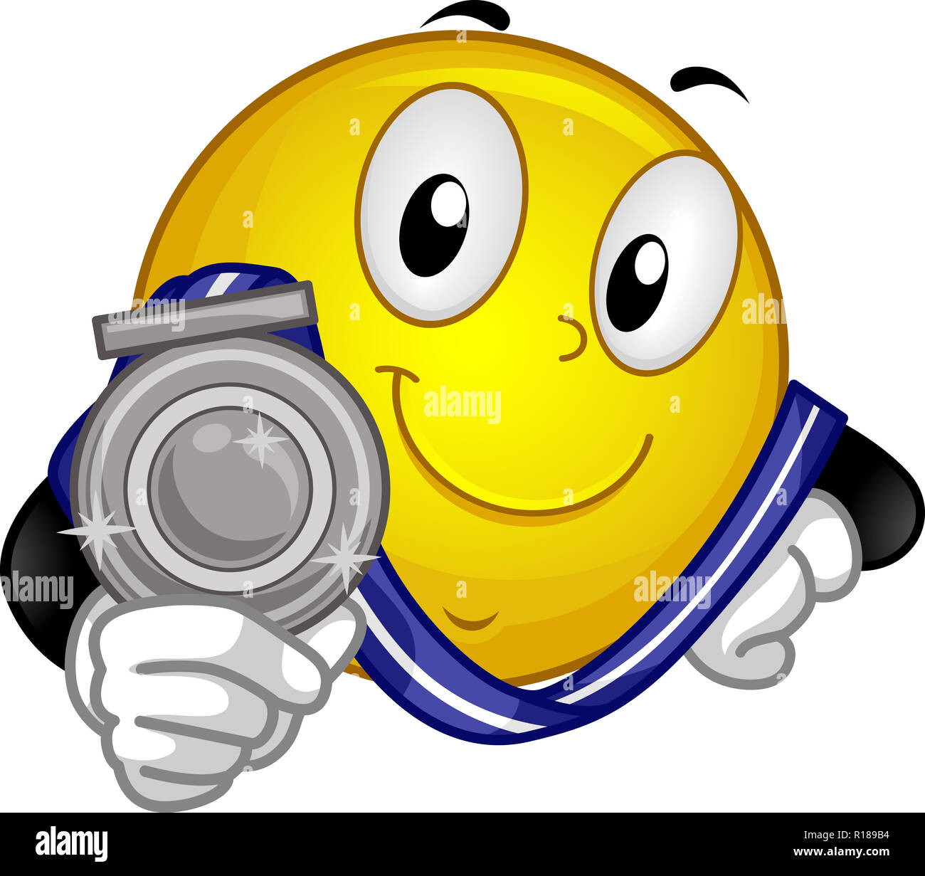 Illustration of a Smiley Mascot Showing Its Silver Mascot Stock Photo ...