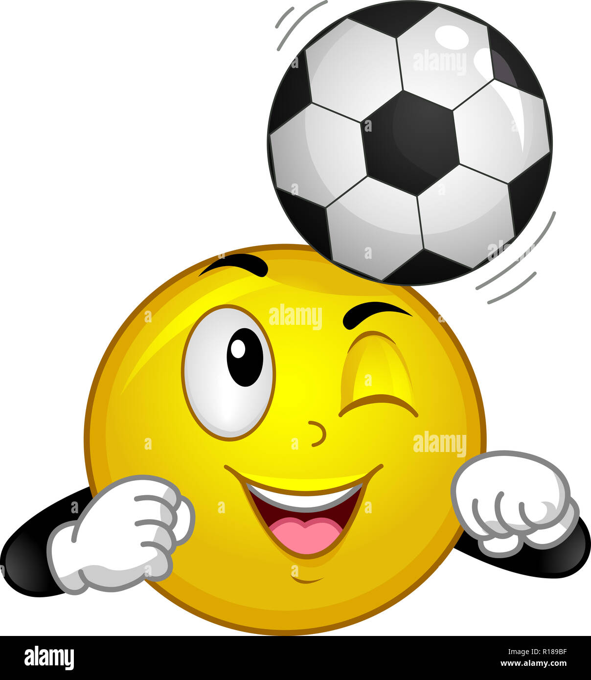 Illustration of a Smiley Mascot Bumping Soccer Ball On Its Head Stock ...