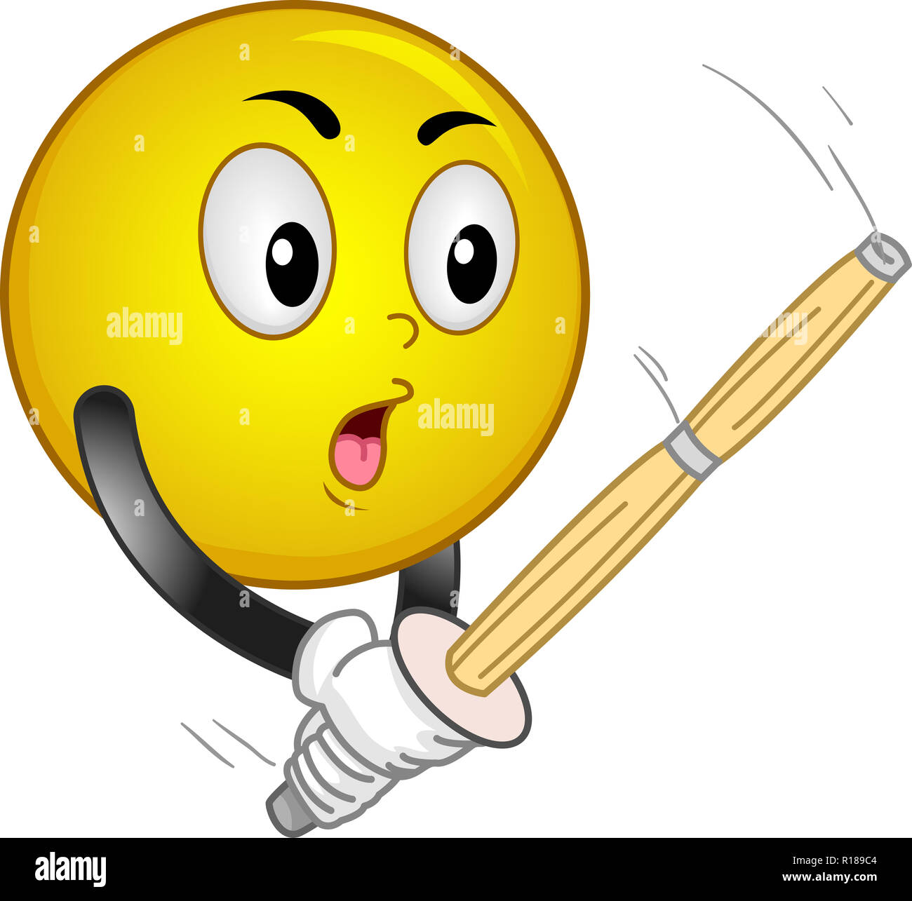 Illustration of a Smiley Mascot Striking a Kendo Bamboo Sword Stock ...