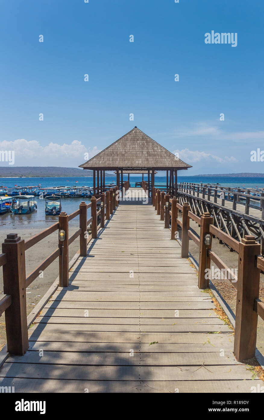 Wooden jetty at the Bali Barat National Park, Indonesia Stock Photo - Alamy
