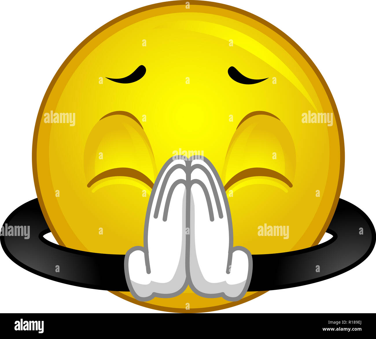 Illustration of a Smiley with Hands Together Gesturing Please Stock ...