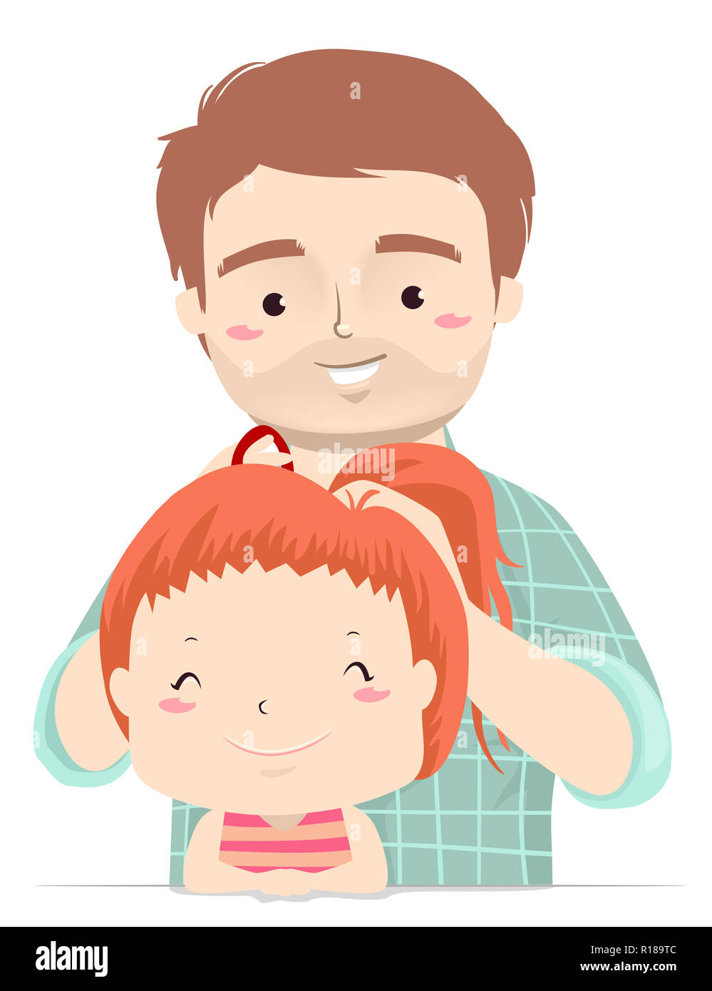 Illustration of a Father Tying His Daughter Hair in Ponytail Stock ...