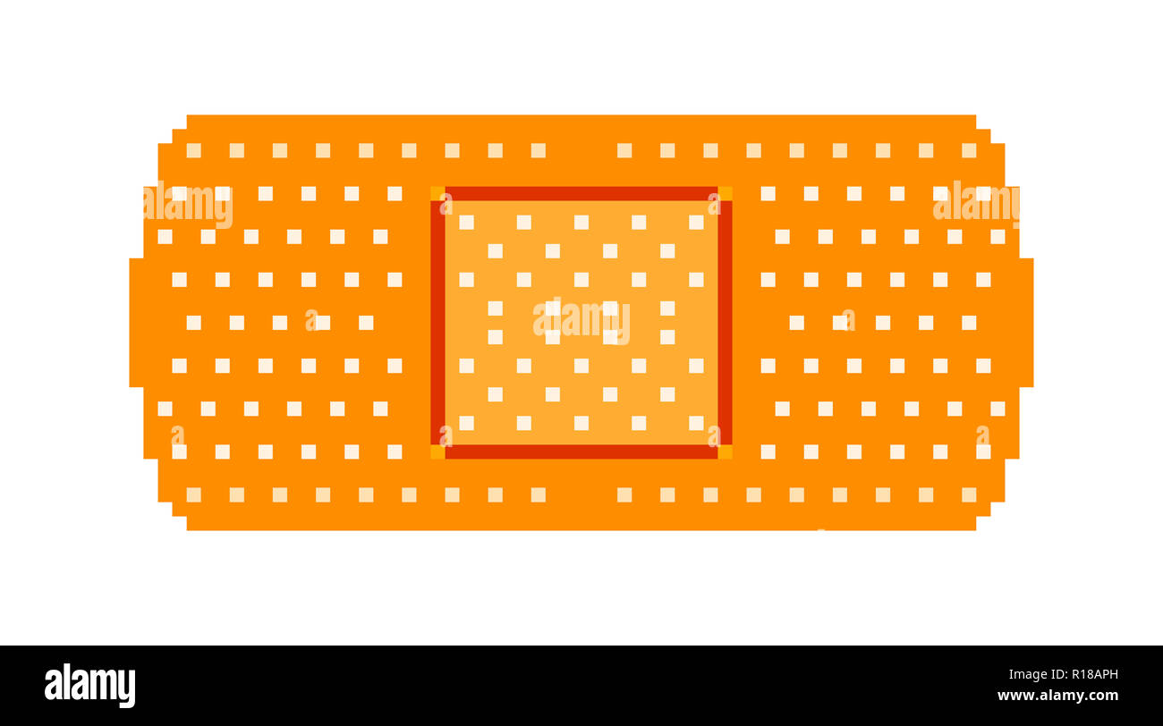 Pixel art: a brown band-aid (adhesive bandage with a gauze pad in the ...