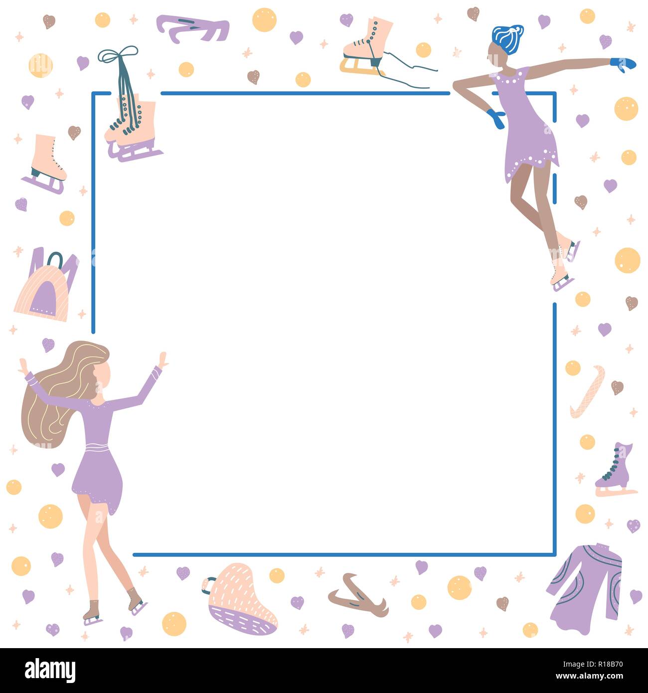 Figure skating square frame. doodle style vector illustration Stock ...