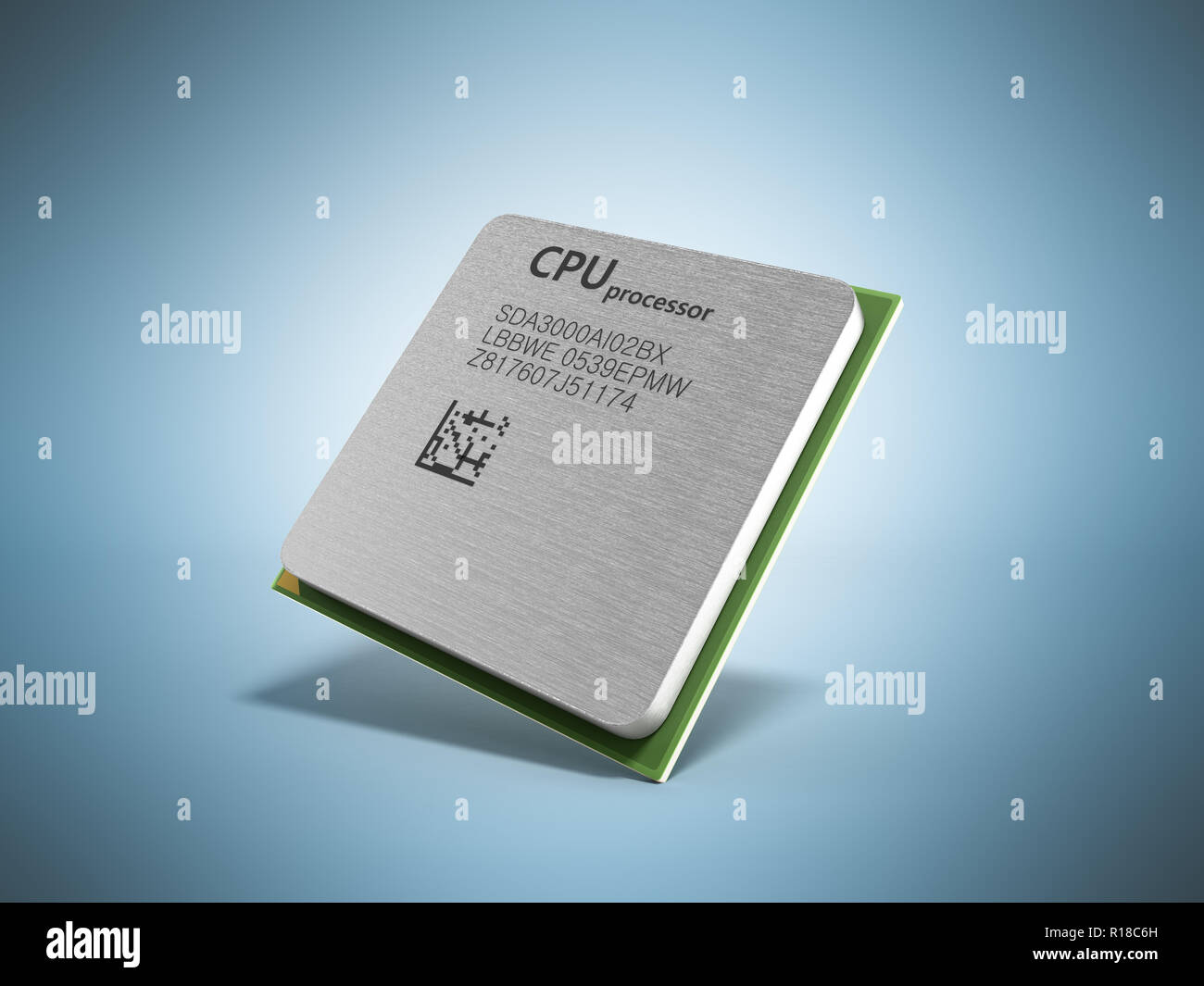 Central Computer Processors CPU High resolution 3d render on blue Stock ...