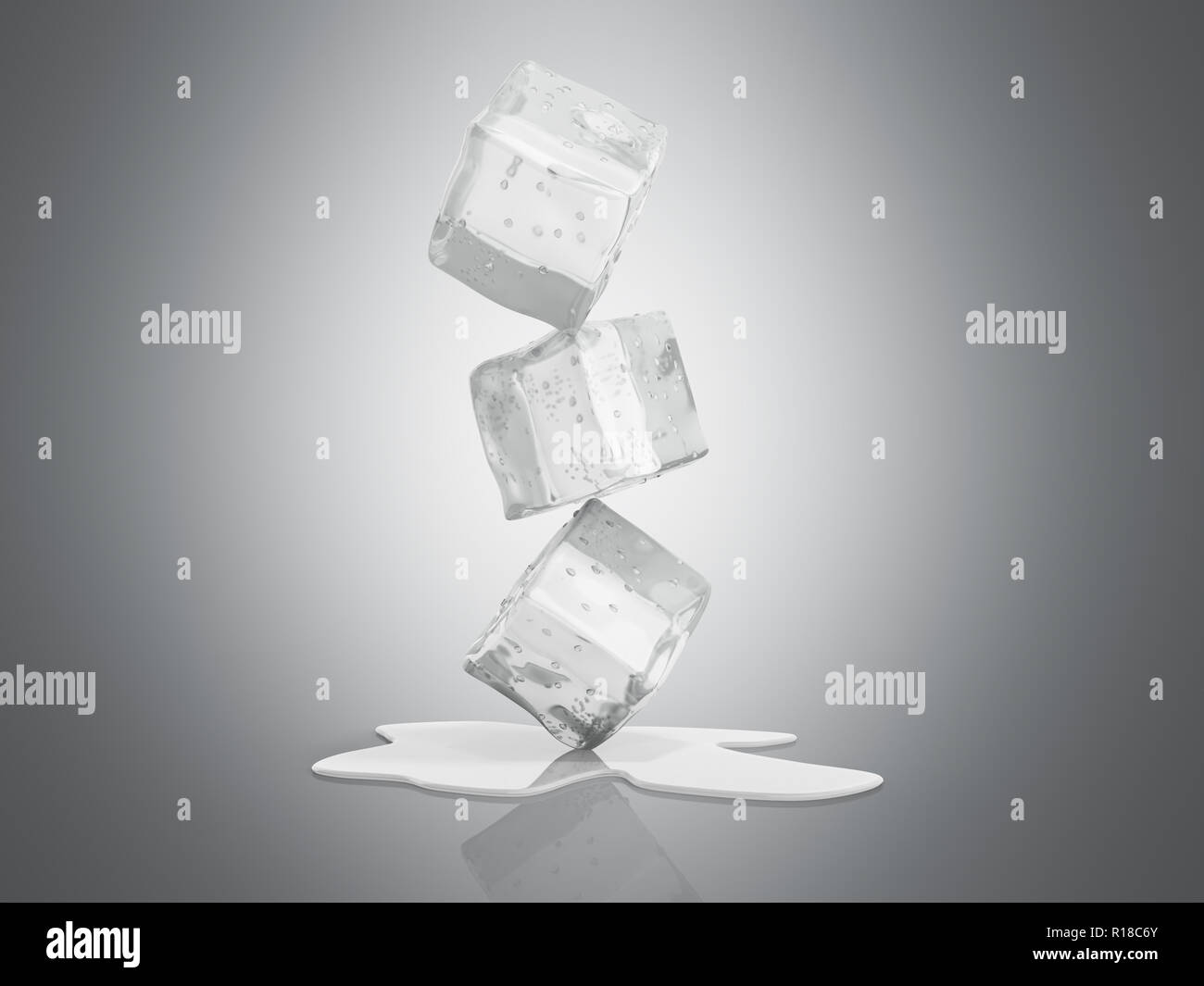 ice cubes 3d render on grey background Stock Photo - Alamy