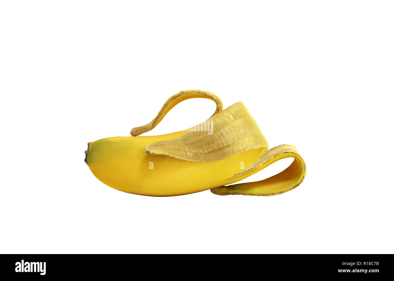 Half peeled Banana Open Banana 3d render on white background no shadow ...