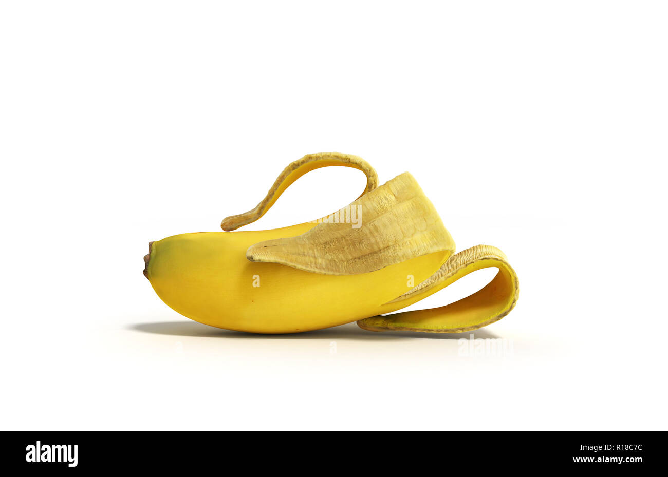 Half peeled Banana Open Banana 3d render on white background Stock ...