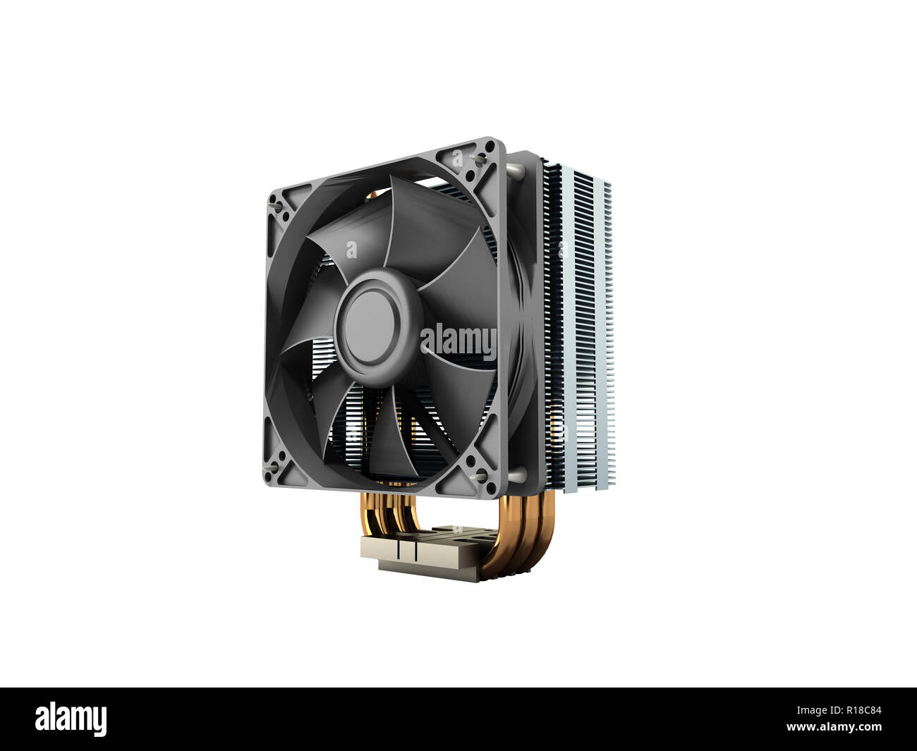 Active CPU cooler with the aluminum finned heat-sink and the fan 3d ...