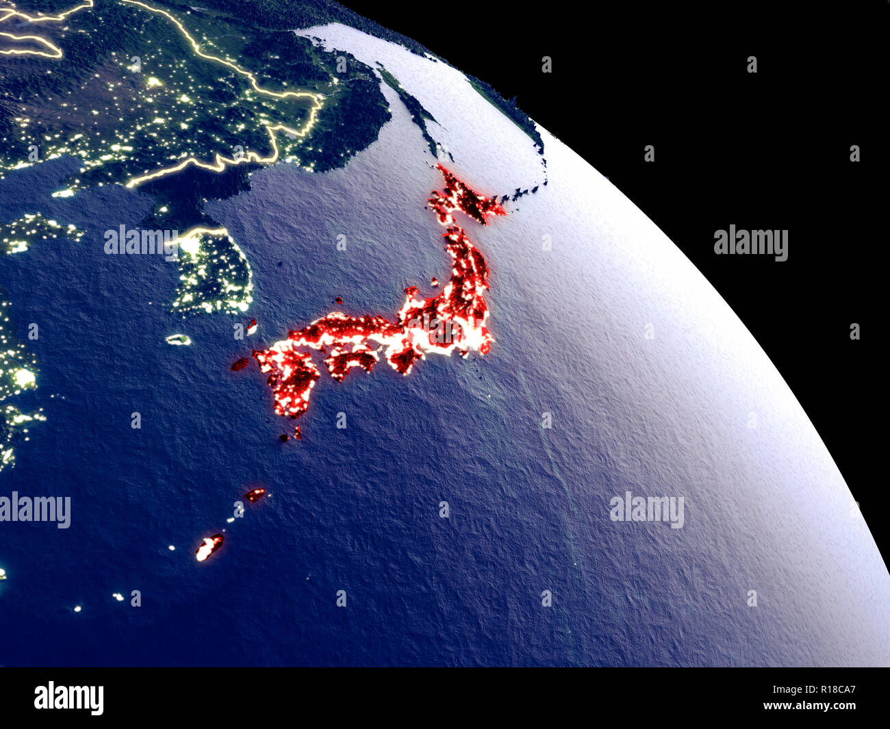 Satellite image japan night satellite hi-res stock photography and ...
