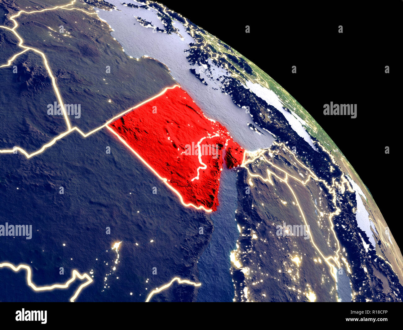 Highlighted satellite image of egypt hi-res stock photography and ...
