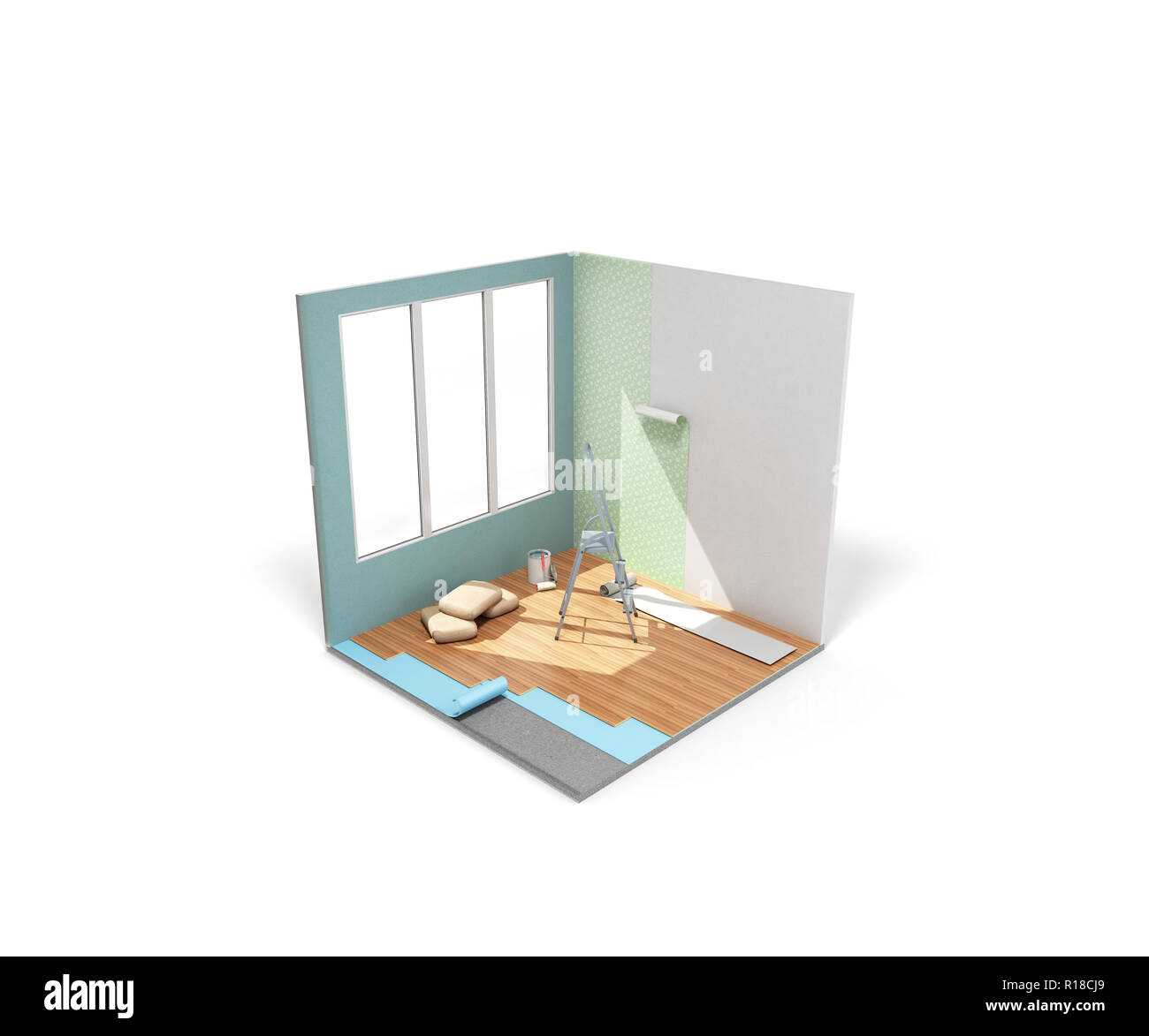 Concept of repair work isometric low poly home room renovation icon 3d ... Concept of repair work isometric low poly home room renovation icon 3d ...