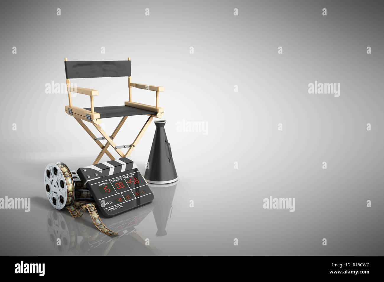 cinema concept 3d render on grey background Stock Photo - Alamy