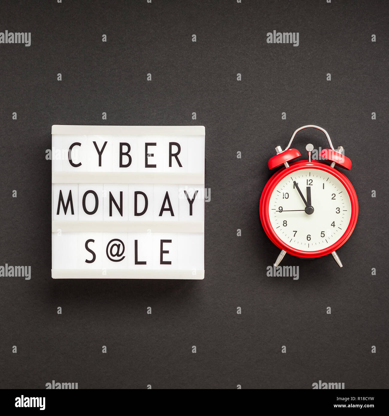 Creative Top view flat lay promotion composition Cyber Monday sale text ...