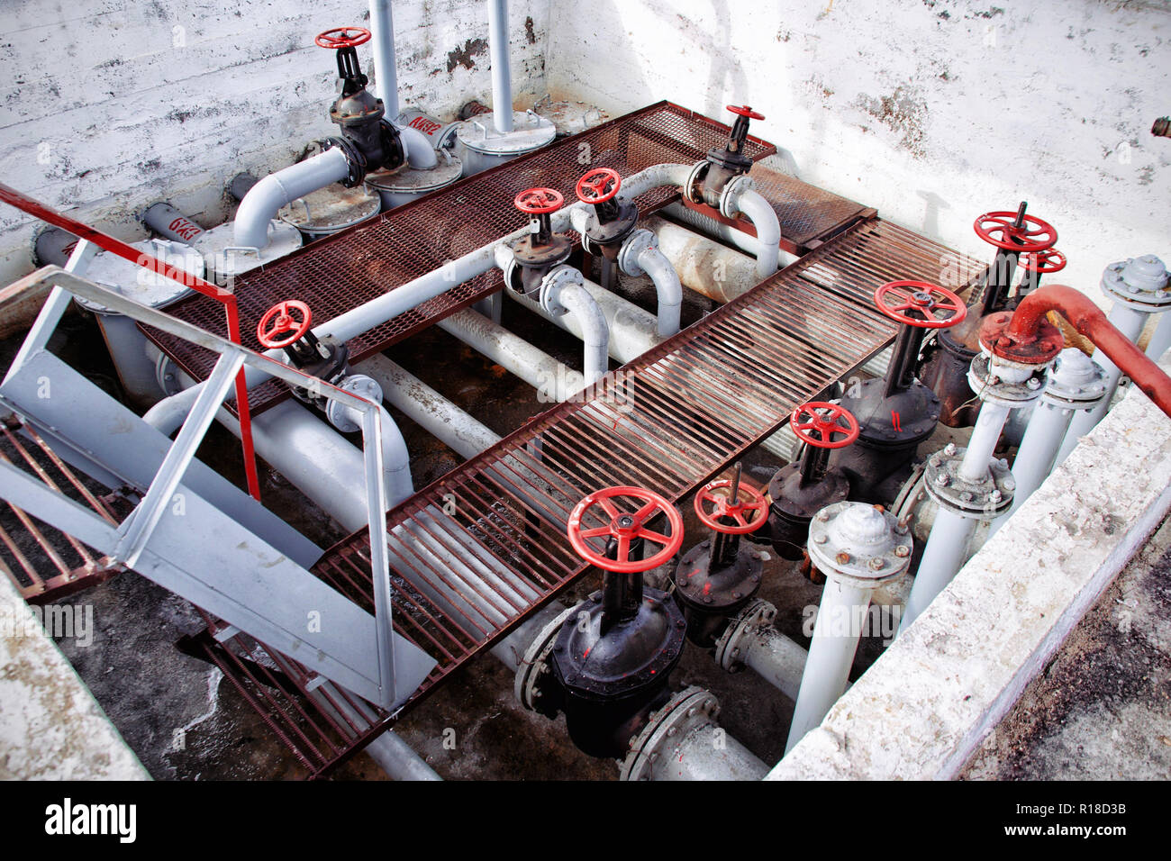 Oil and gas pipe line and old valves Stock Photo - Alamy