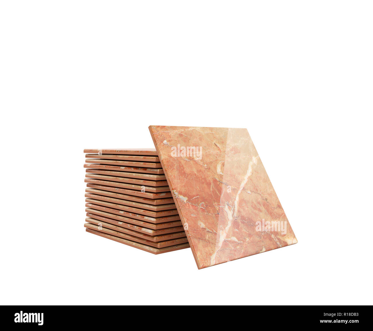 Stack of ceramic tile on a white background 3d illustration no shadow ...