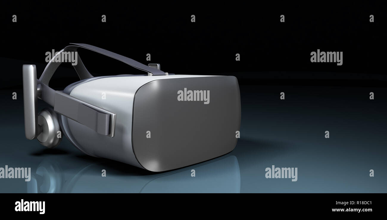 VR virtual reality headset half turned front view isolated on white ...