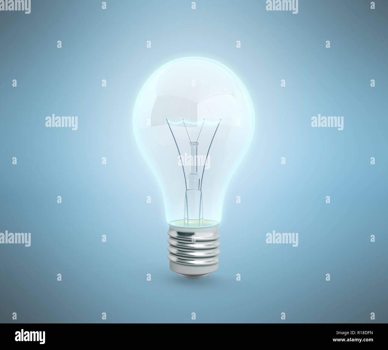blue cold Lighting Bulb 3d render on blue background Stock Photo - Alamy