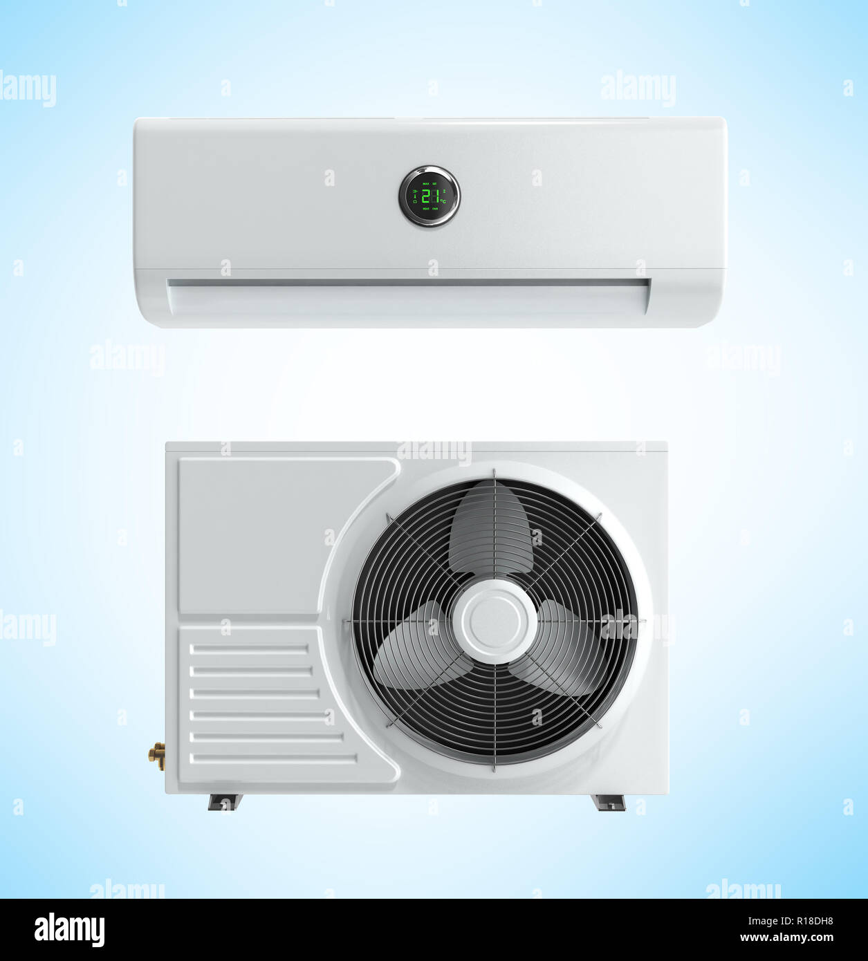 air conditioning unit 3d render on blue background Stock Photo - Alamy