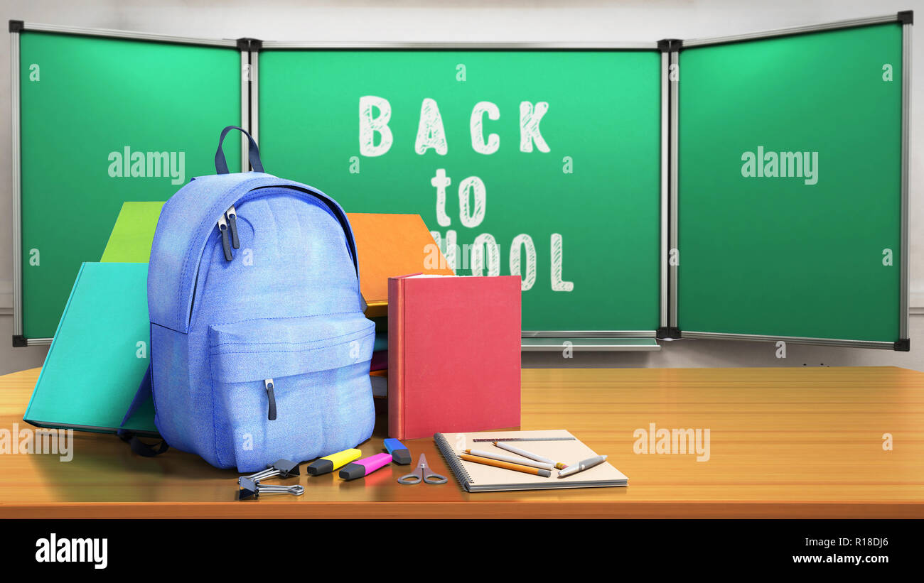 Class in school lesson back to school background 3d illustration ...