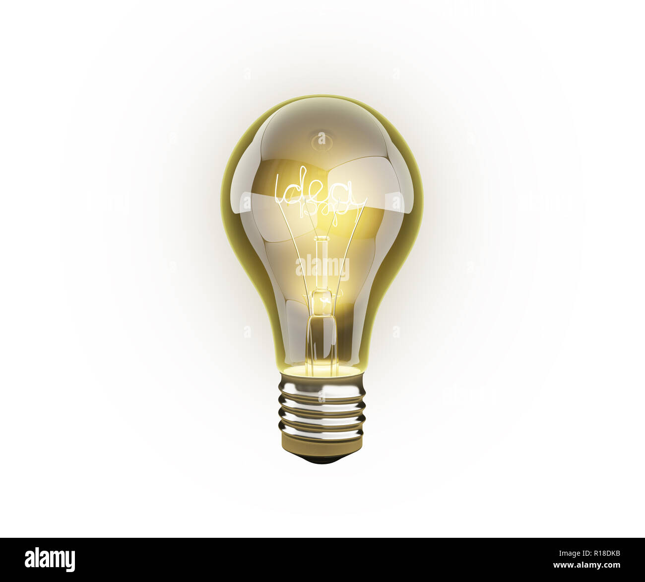 Idea light bulb on white background 3d render Stock Photo - Alamy