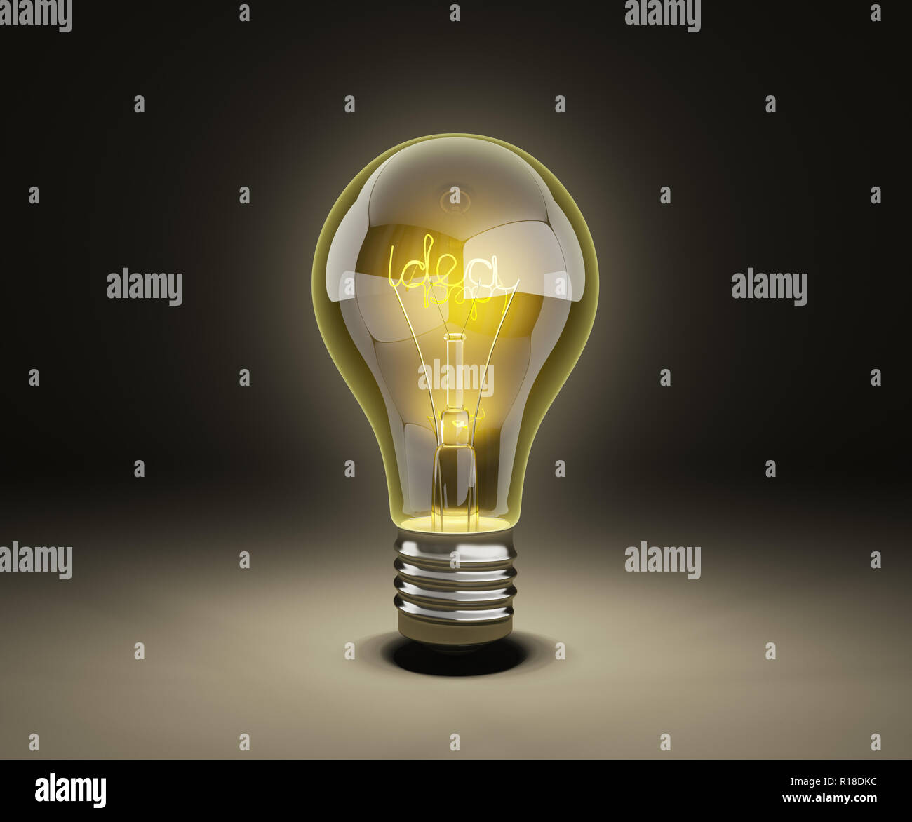Idea light bulb on darck background 3d render Stock Photo - Alamy