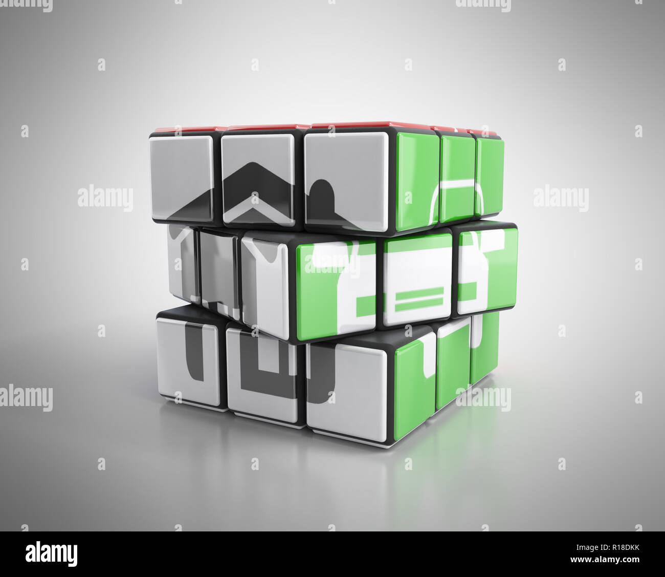 Concept of a deliberate solution House and car painted on a cube of ...