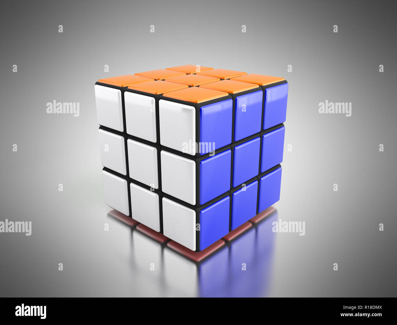 Rubik's cube 3d render on the grey background Stock Photo - Alamy