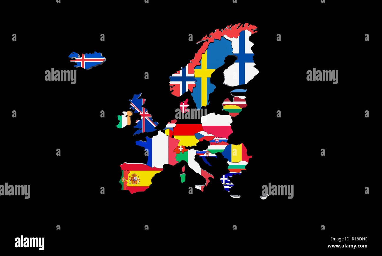 European Economic Area 3d render map Stock Photo - Alamy