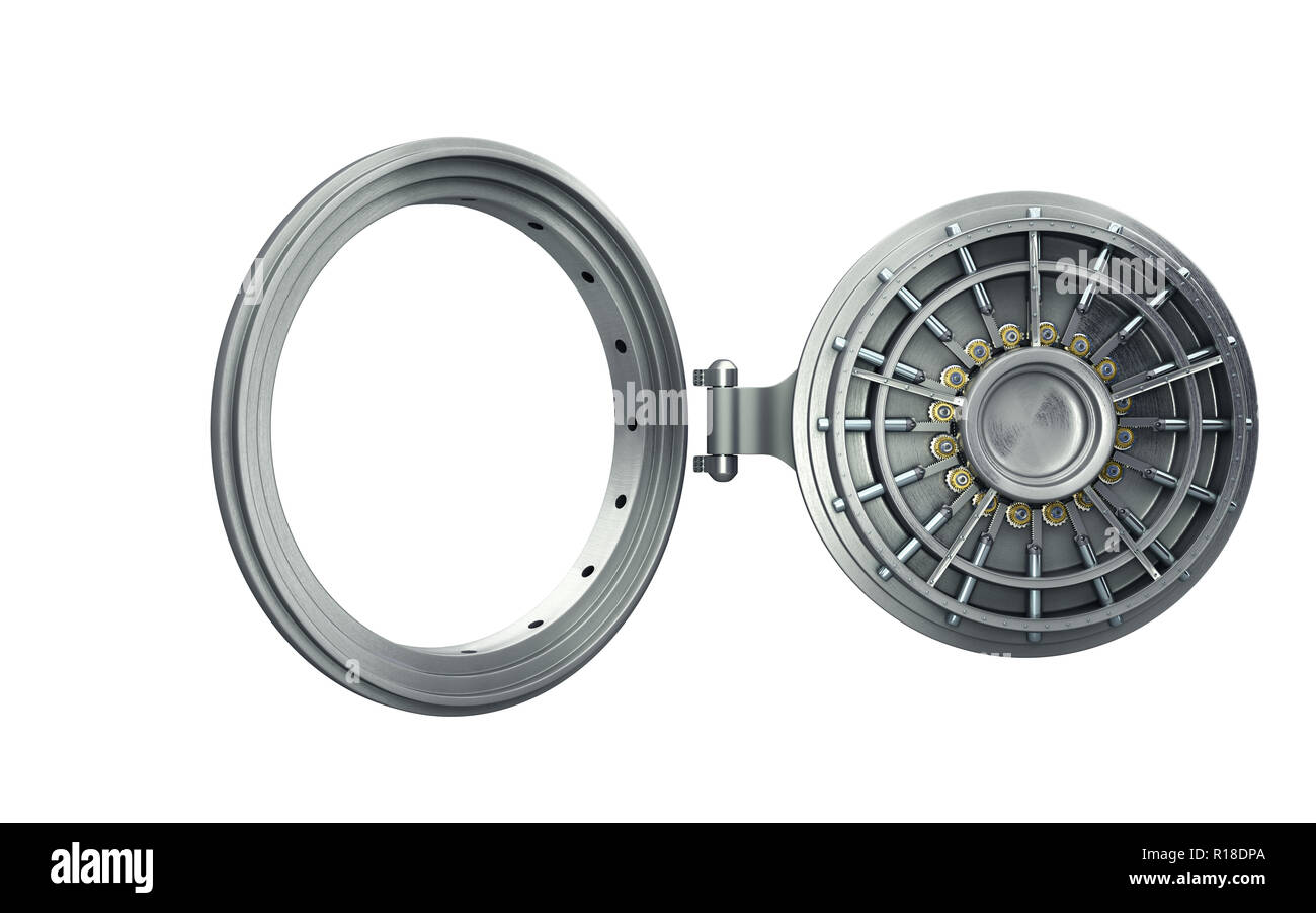 Big open safe door background High resolution 3d render Stock Photo - Alamy