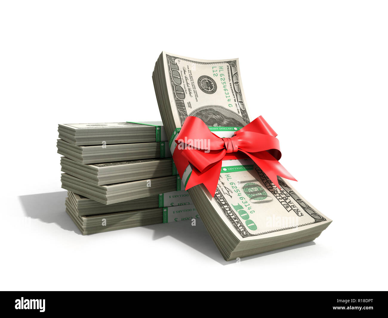 concept of money Deposite Bonus Stack of dollar bills Cash With Red Bow ...