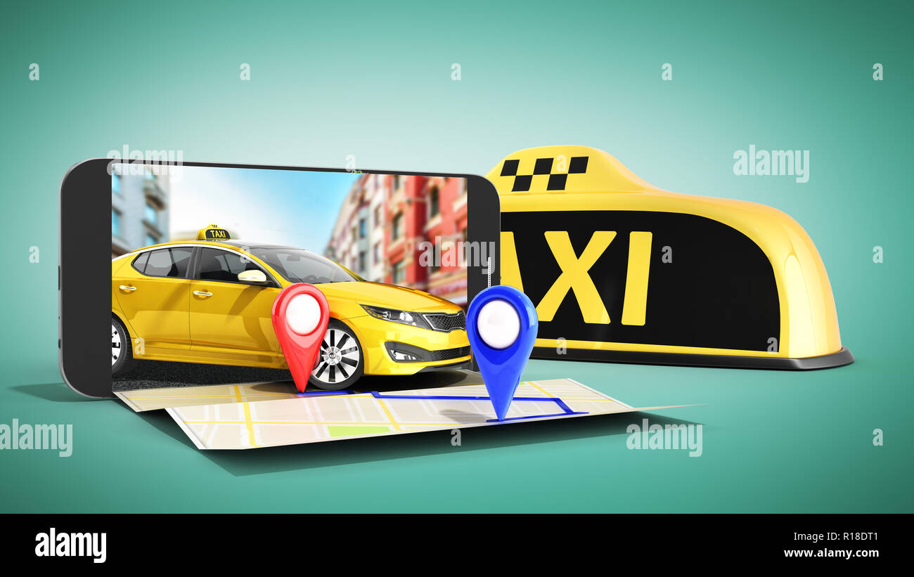 Ordering a taxi cab online internet service transportation concept ...