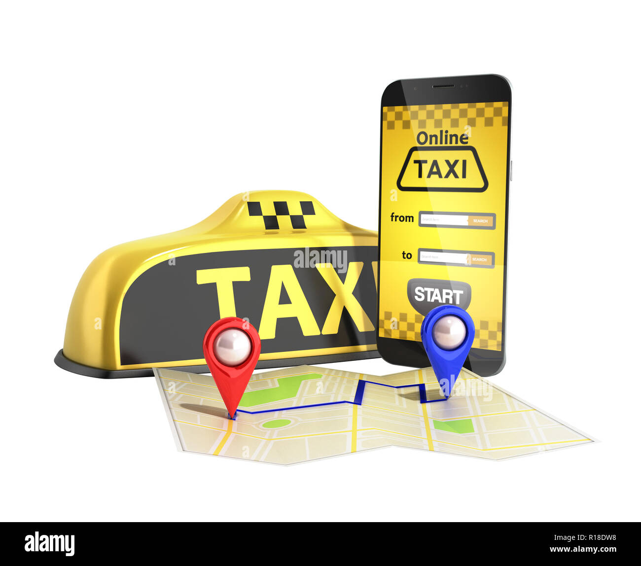 Ordering a taxi cab online internet service transportation concept ...